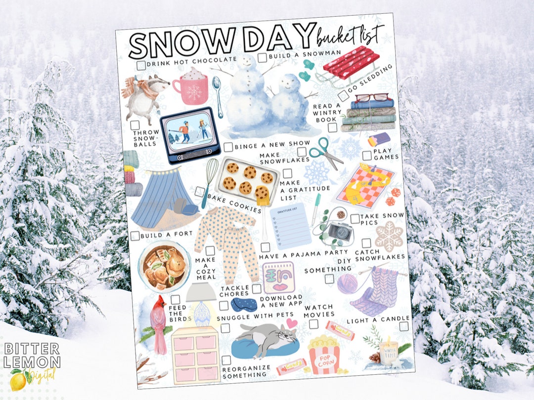 Printable Snow Day Bucket List | Snow Day To-do List - Etsy