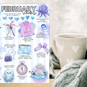 Printable February Reminders List | February Affirmations - Etsy