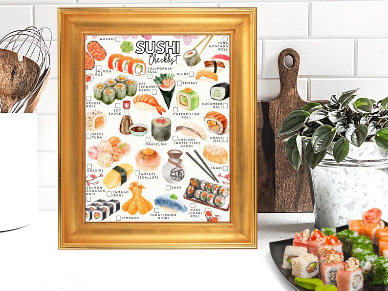 Printable Sushi Checklist | Japanese Cuisine To-eat List - Etsy