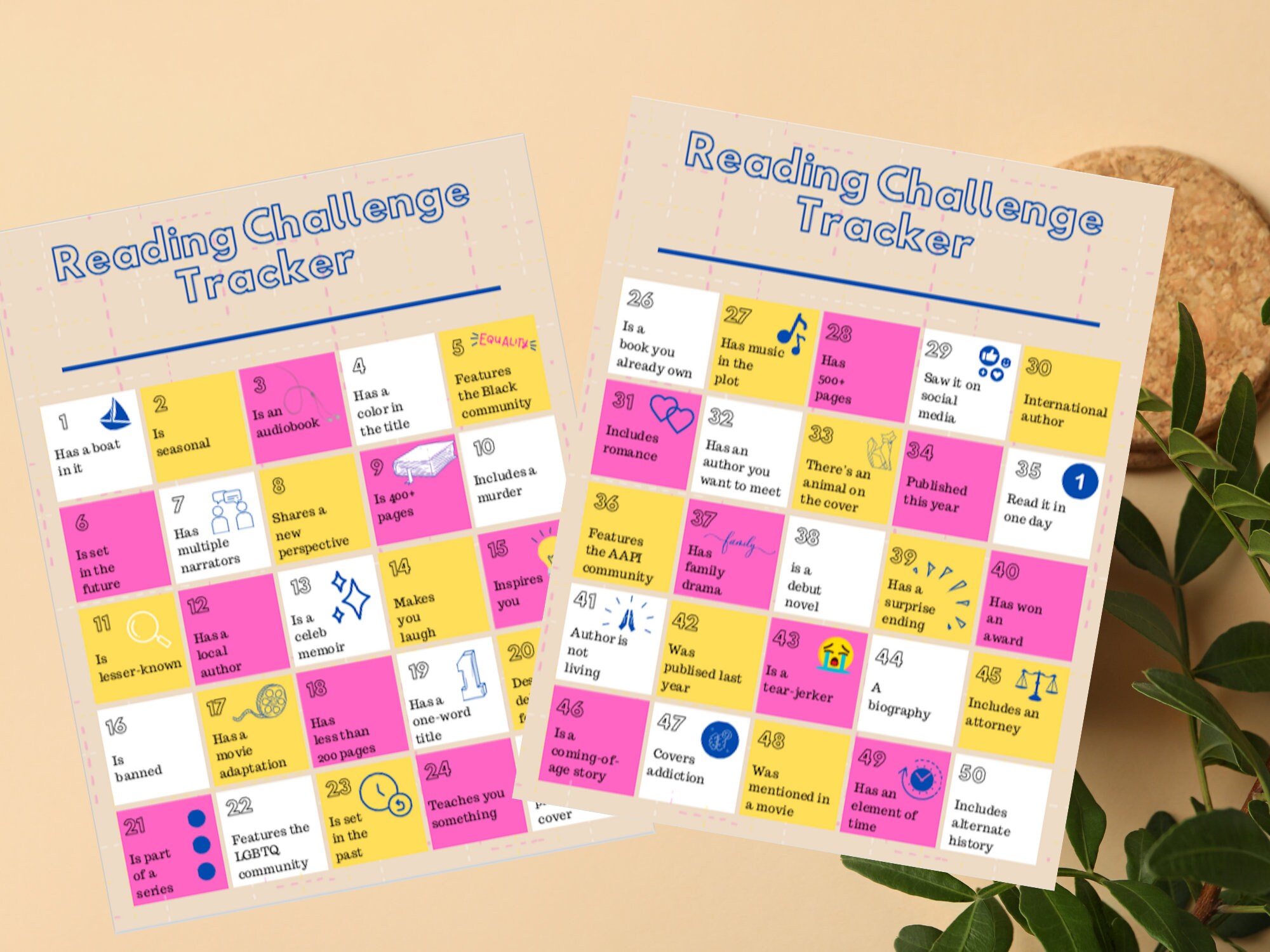 Printable Reading Challenge Tracker 50 Books - Etsy