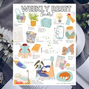 Printable Weekly Reset Checklist | Weekly Routine To-do List - Etsy