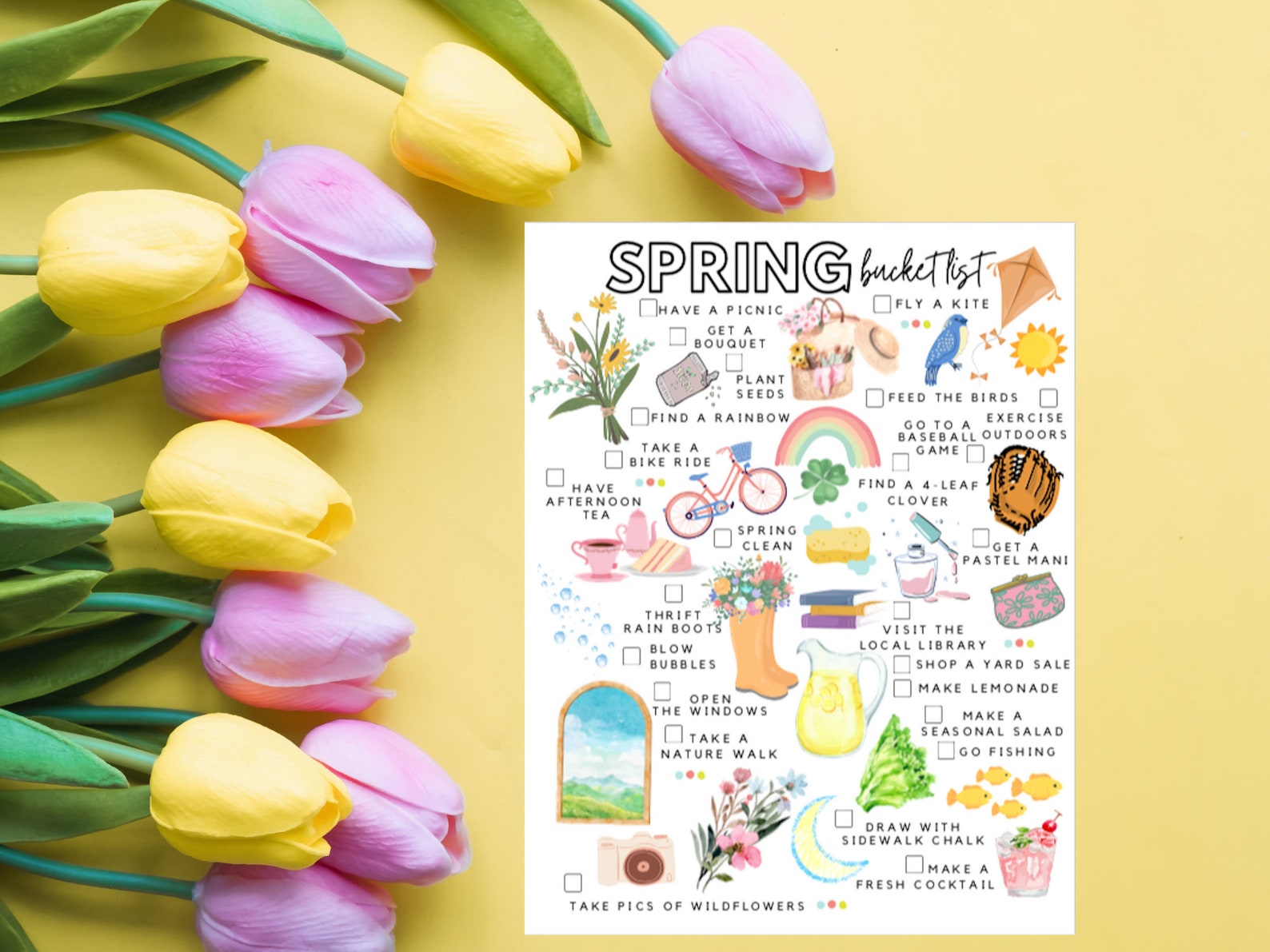 Printable Spring Bucket List Spring To-do List - Etsy