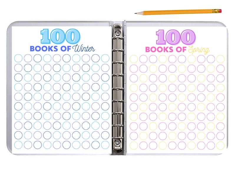 100 Book Tracker Printable Pages Seasonal - Etsy