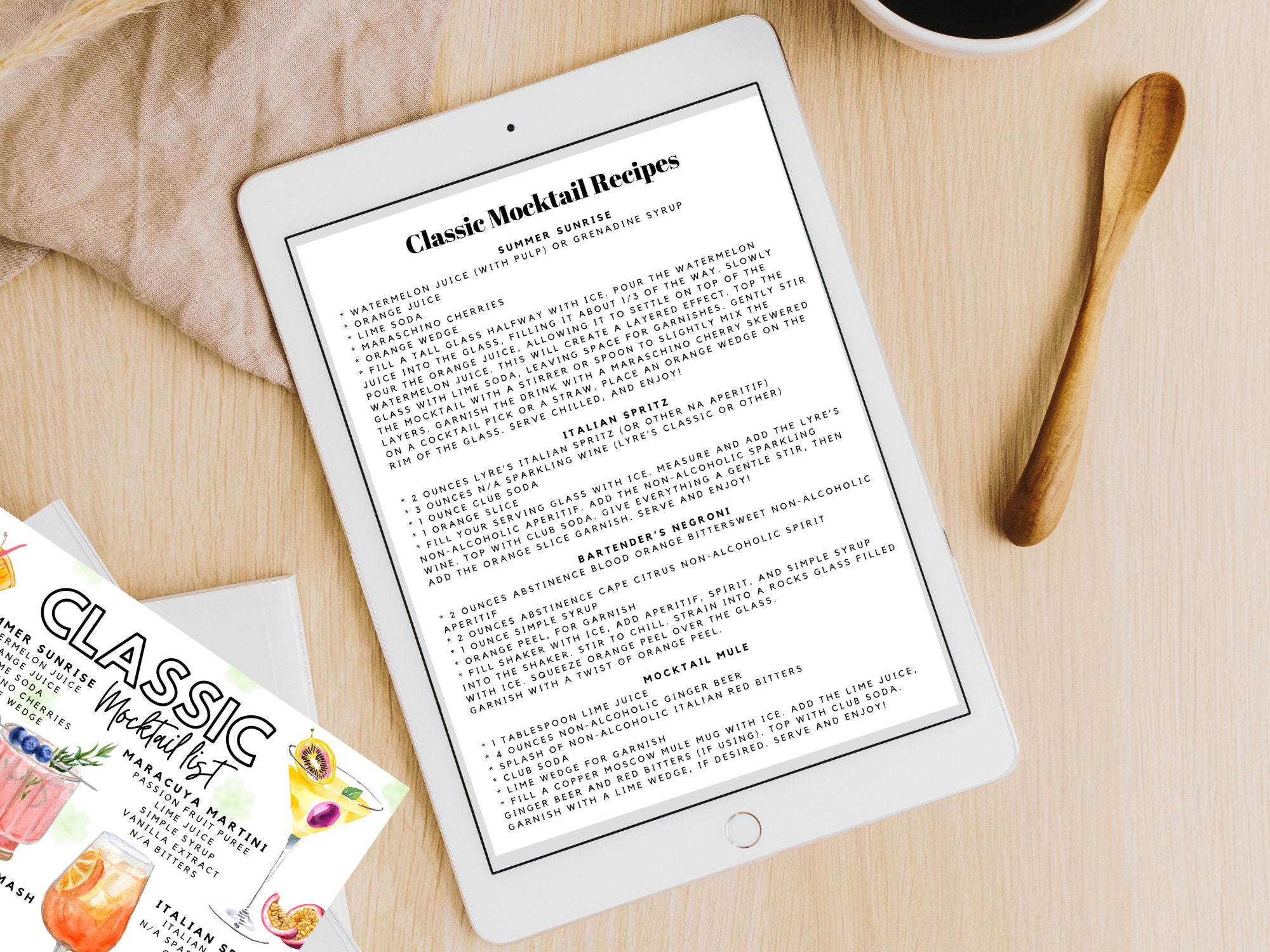Printable Classic Mocktail List | Flavorful Non-alcoholic Drink Recipes ...