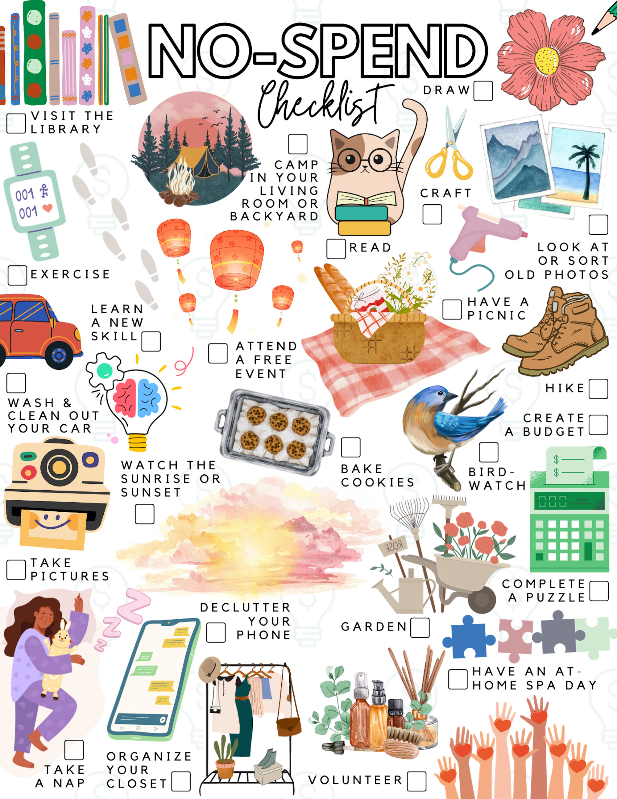 Printable No-spend Checklist | No-spend Challenge To-do List - Etsy