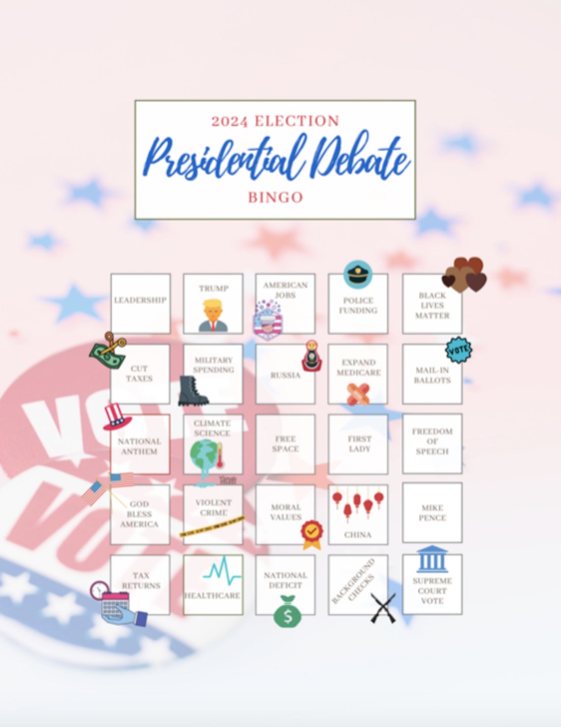2024 Presidential Debate Printable BINGO Pack of 6 Debate - Etsy Canada