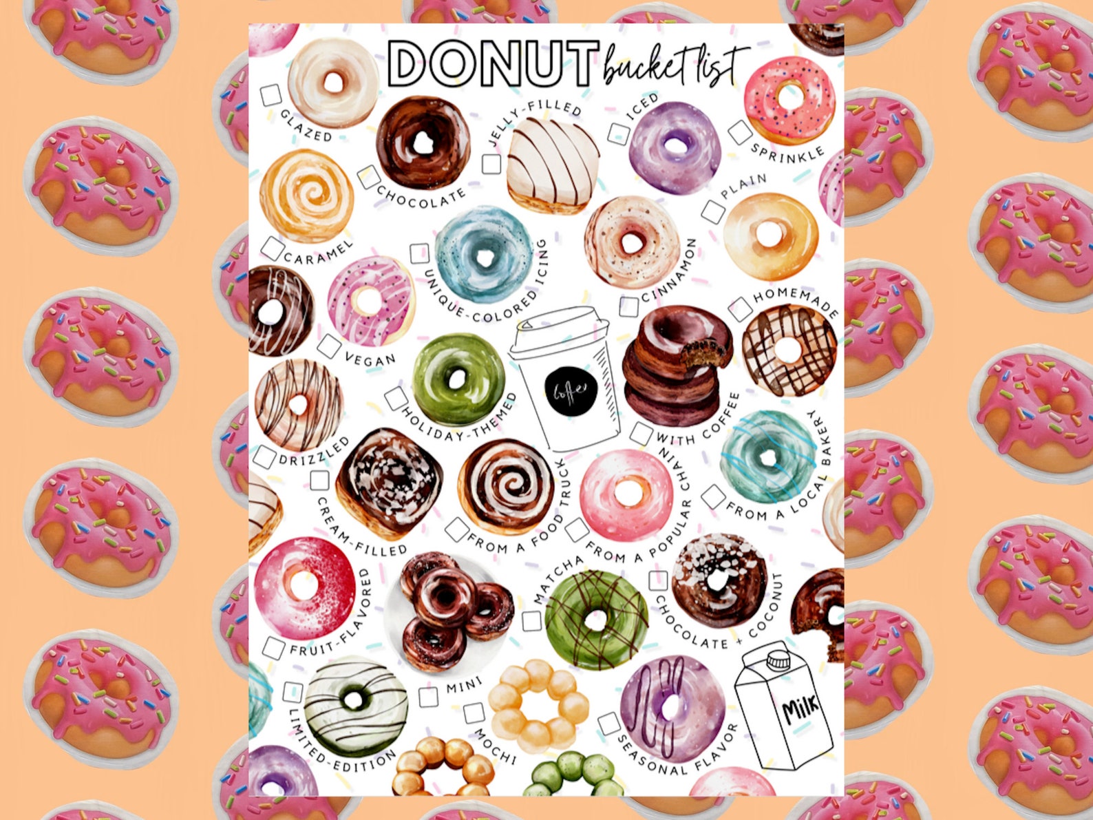 Printable Donut Bucket List | Donuts To-eat List - Etsy