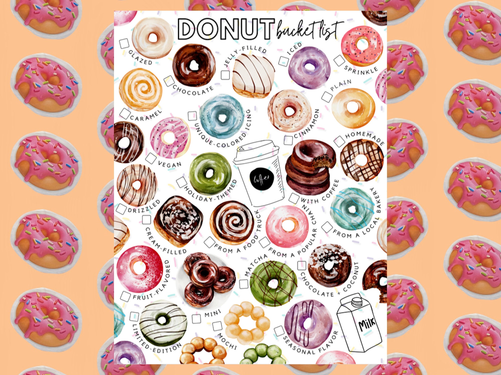 Printable Donut Bucket List | Donuts To-eat List - Etsy