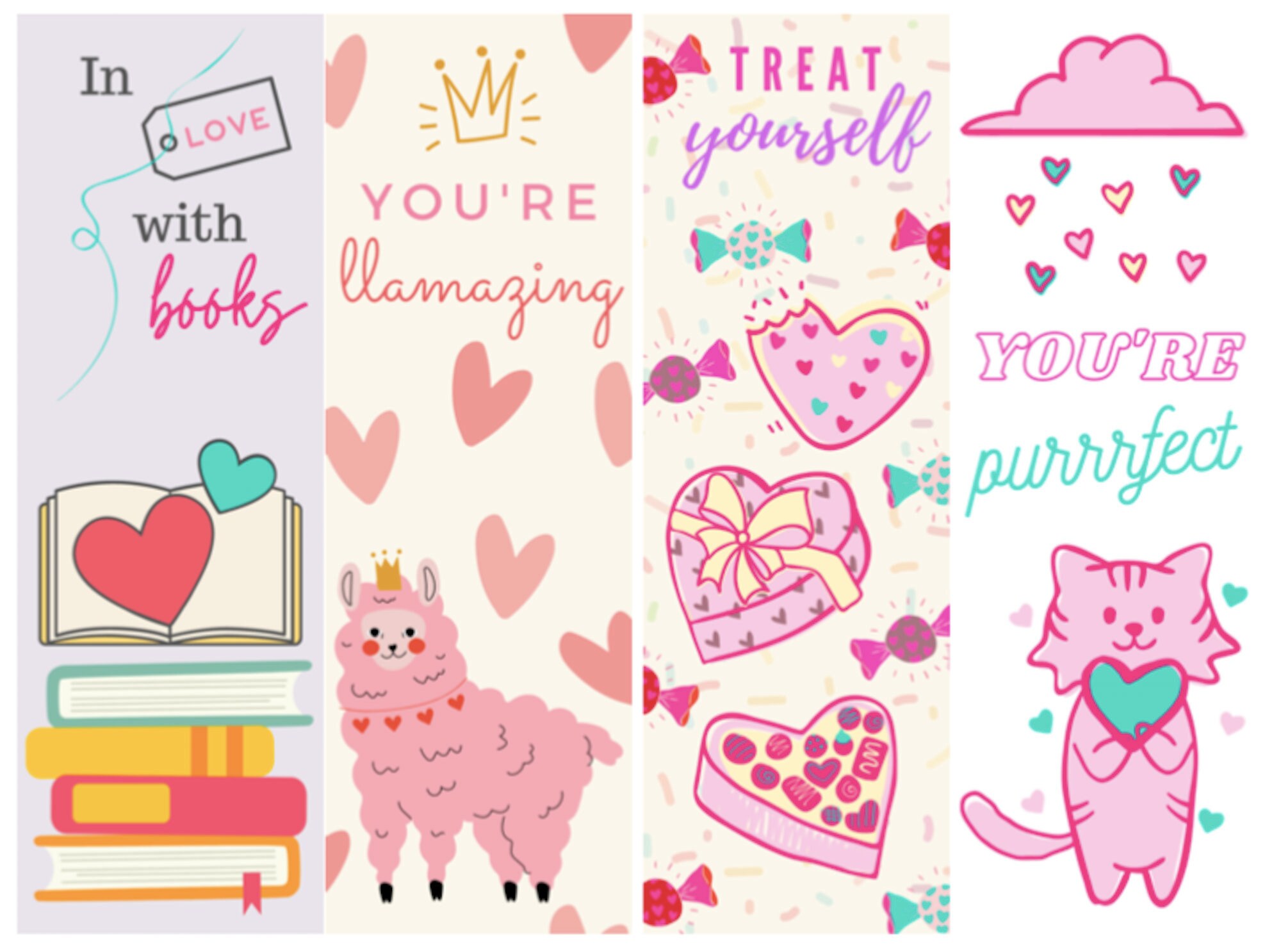 Printable Bookmark Set of 6 Valentine's Day - Etsy