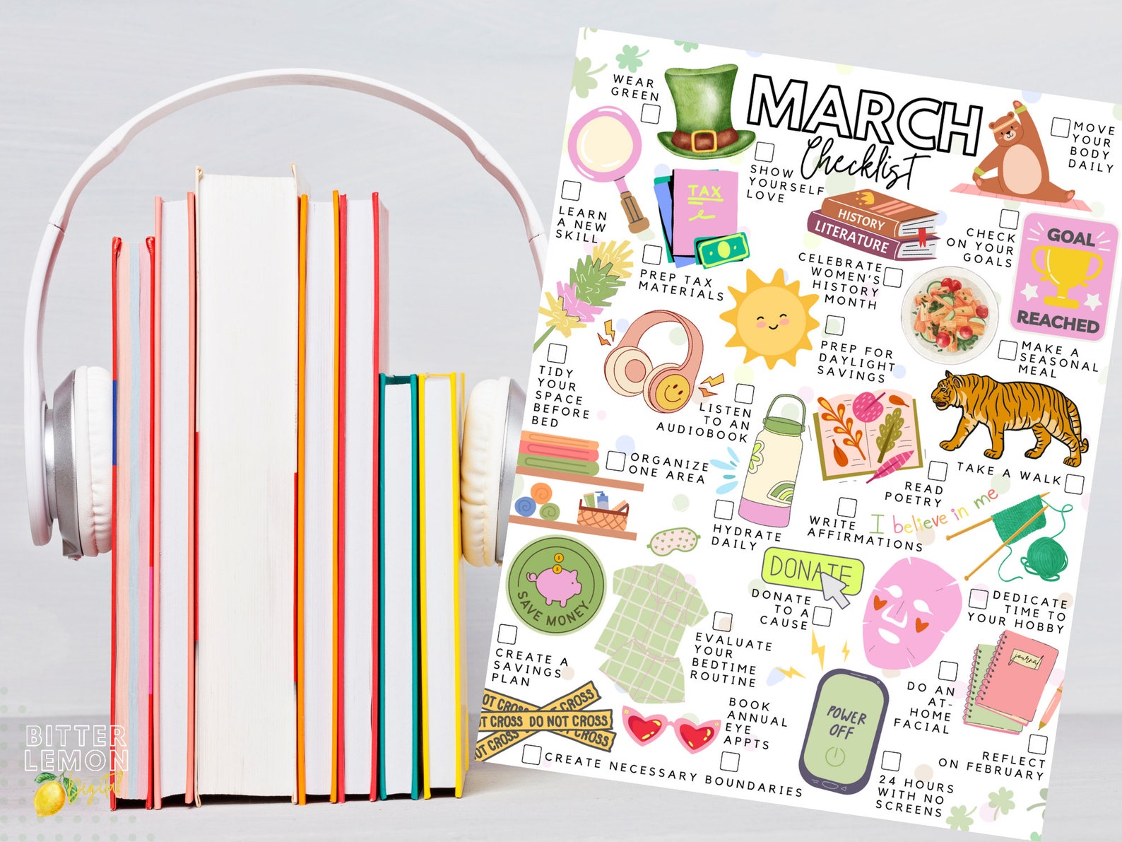 Printable March Checklist March Bucket List - Etsy