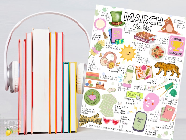 Printable March Checklist | March Bucket List - Etsy
