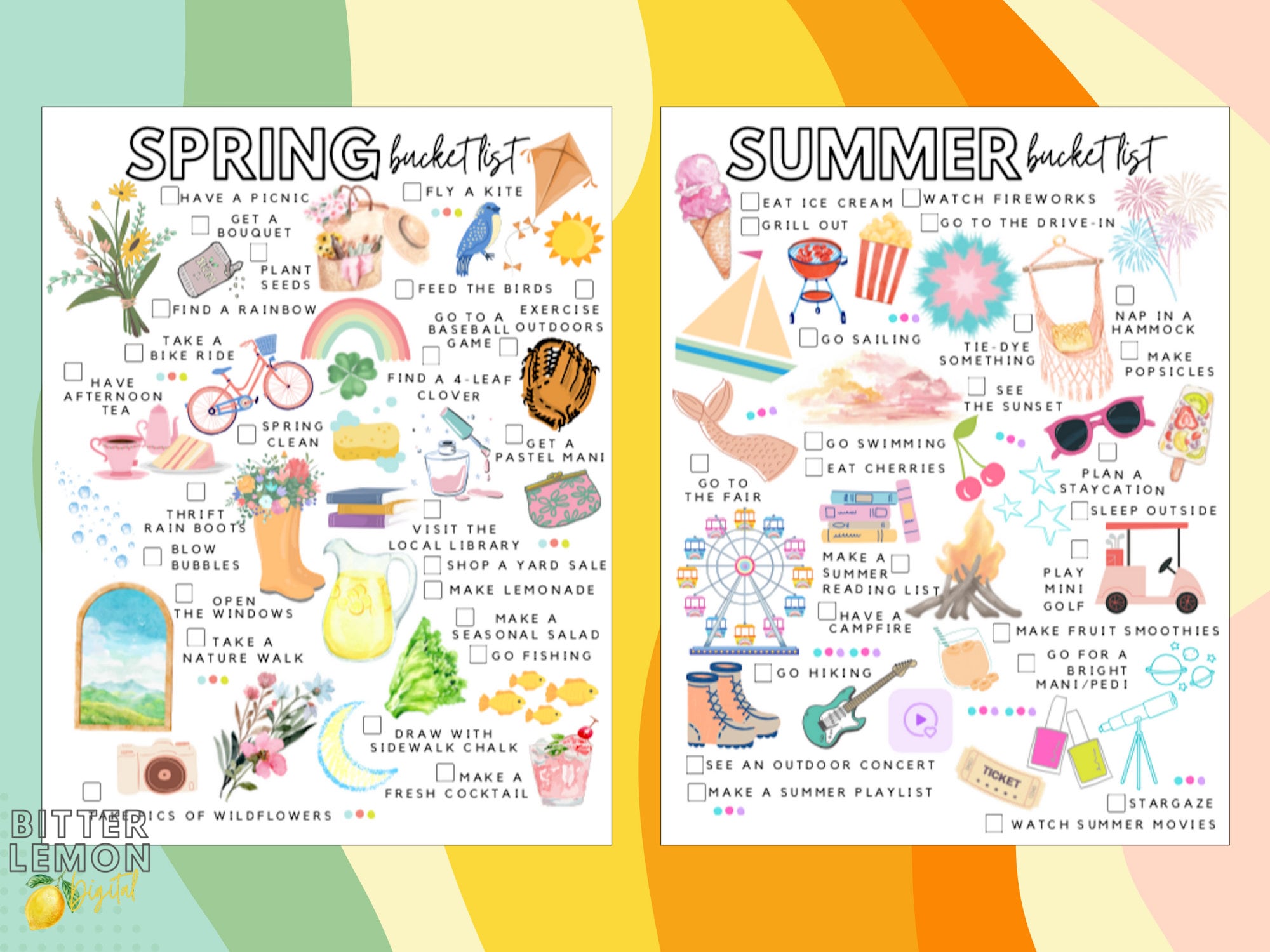 Printable Seasonal Bucket List Value Pack of 4 | Seasonal To-do Lists ...