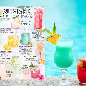 Summer Mocktails Recipes Printable | Non Alcoholic Pool Party Drinks - Etsy