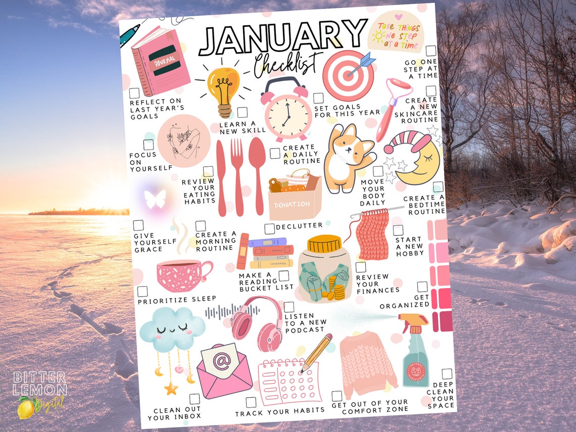 Printable January Checklist | January Bucket List - Etsy