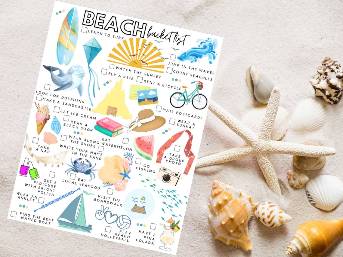 Printable Beach Bucket List Beach To-do List - Etsy