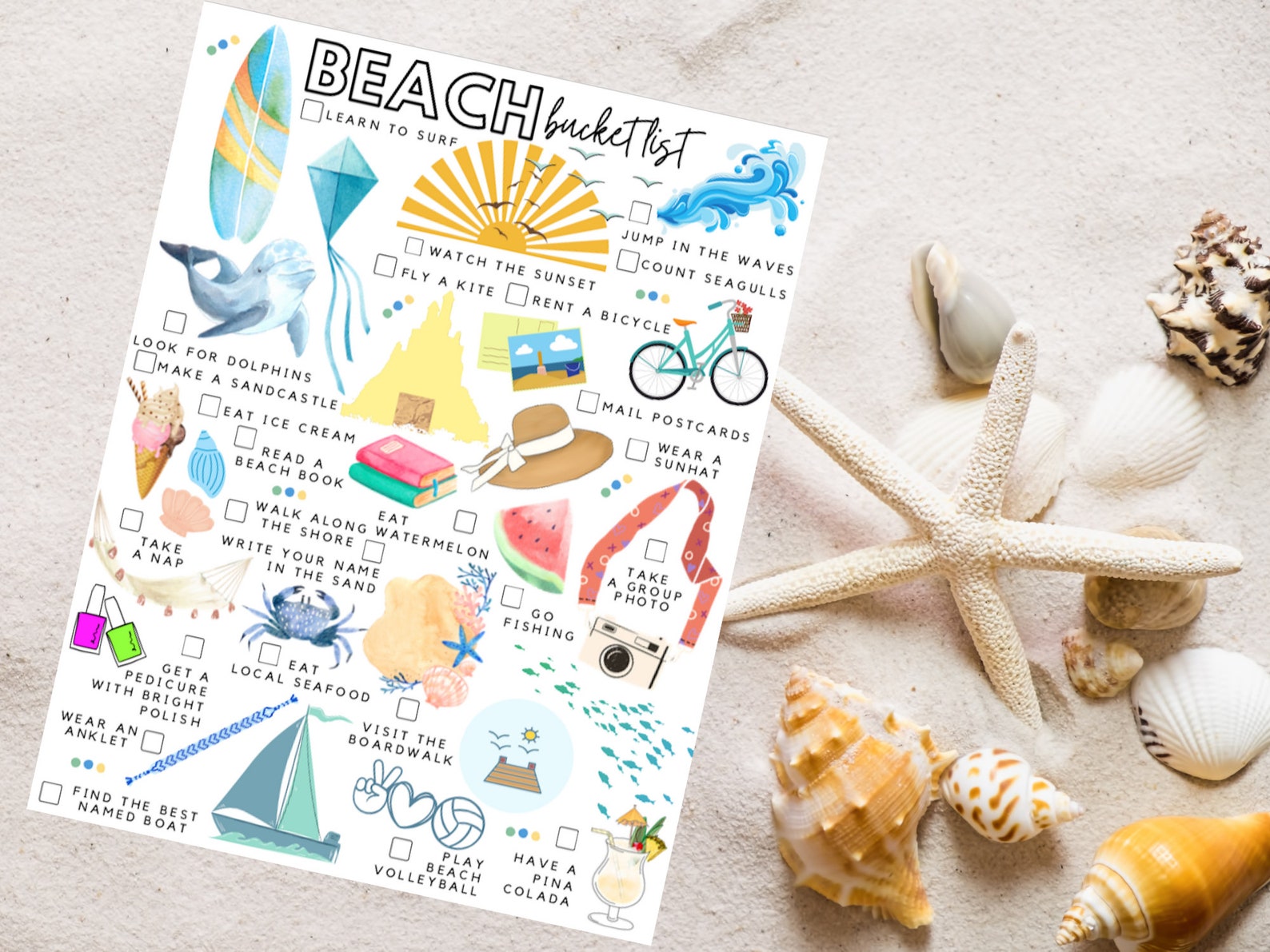 Printable Beach Bucket List Beach To-do List - Etsy