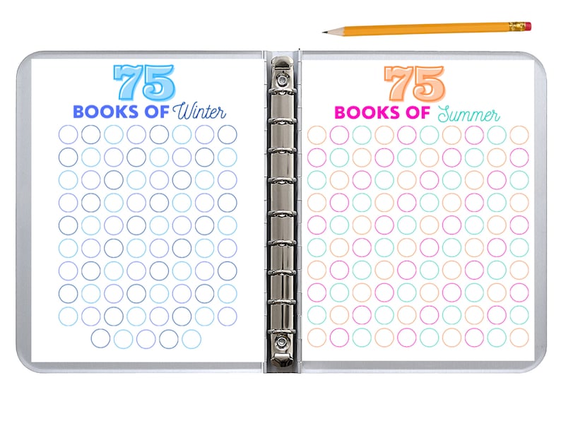 75 Book Tracker Printable Pages Seasonal - Etsy