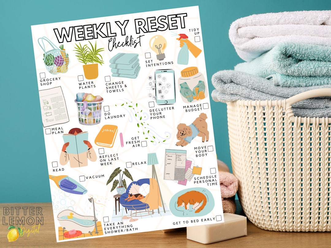 Printable Weekly Reset Checklist | Weekly Routine To-do List - Etsy