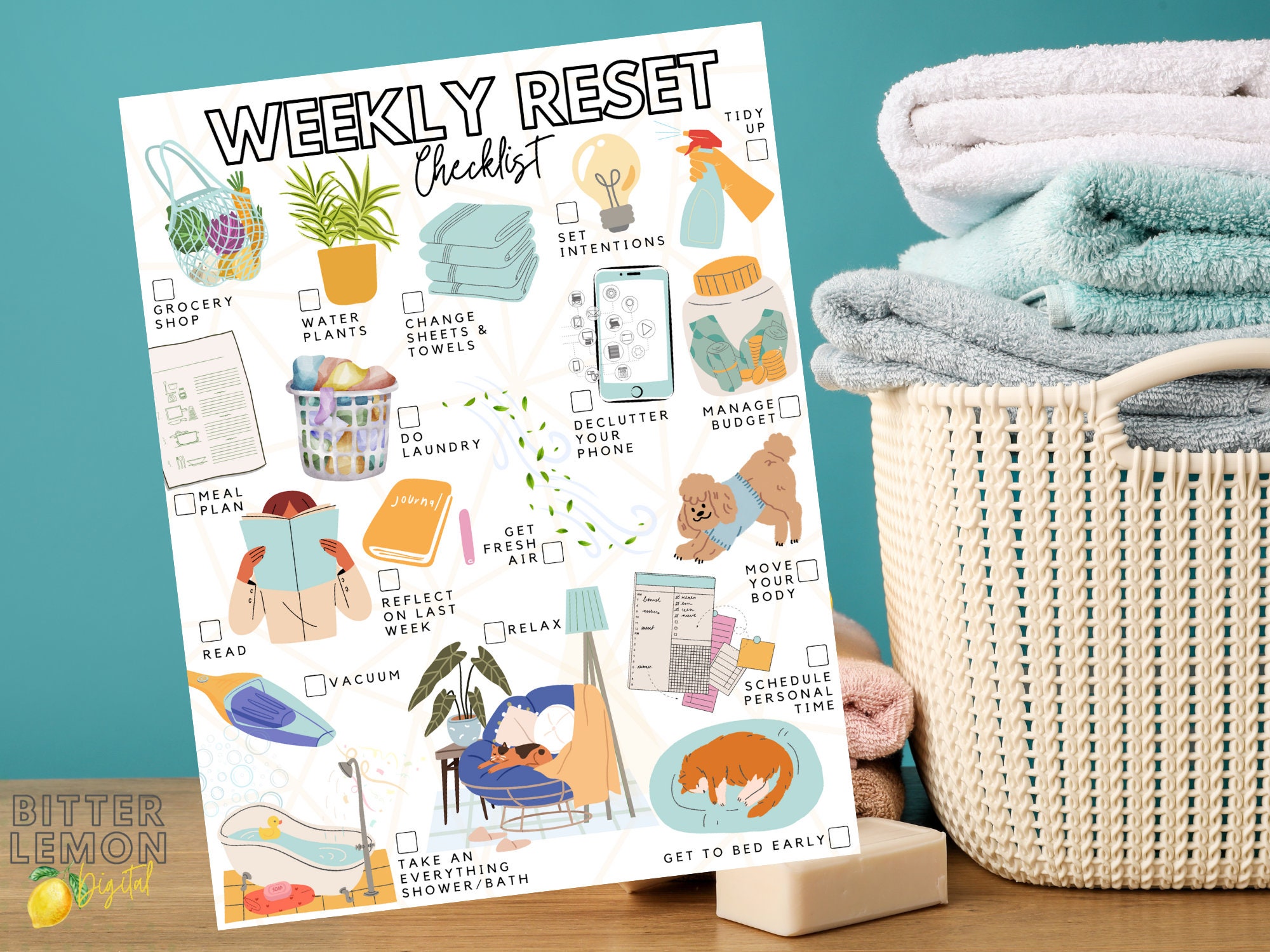 Printable Weekly Reset Checklist | Weekly Routine To-do List - Etsy