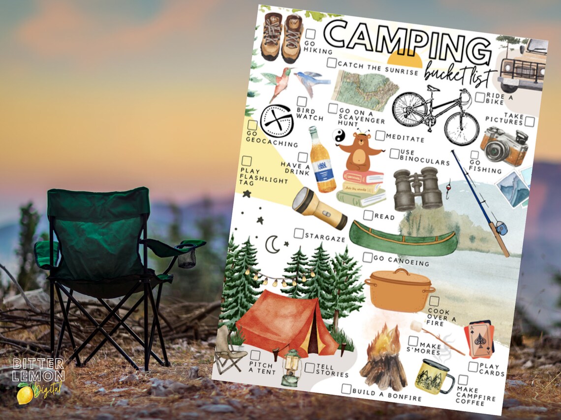 Printable Camping Bucket List Camping Activities List - Etsy