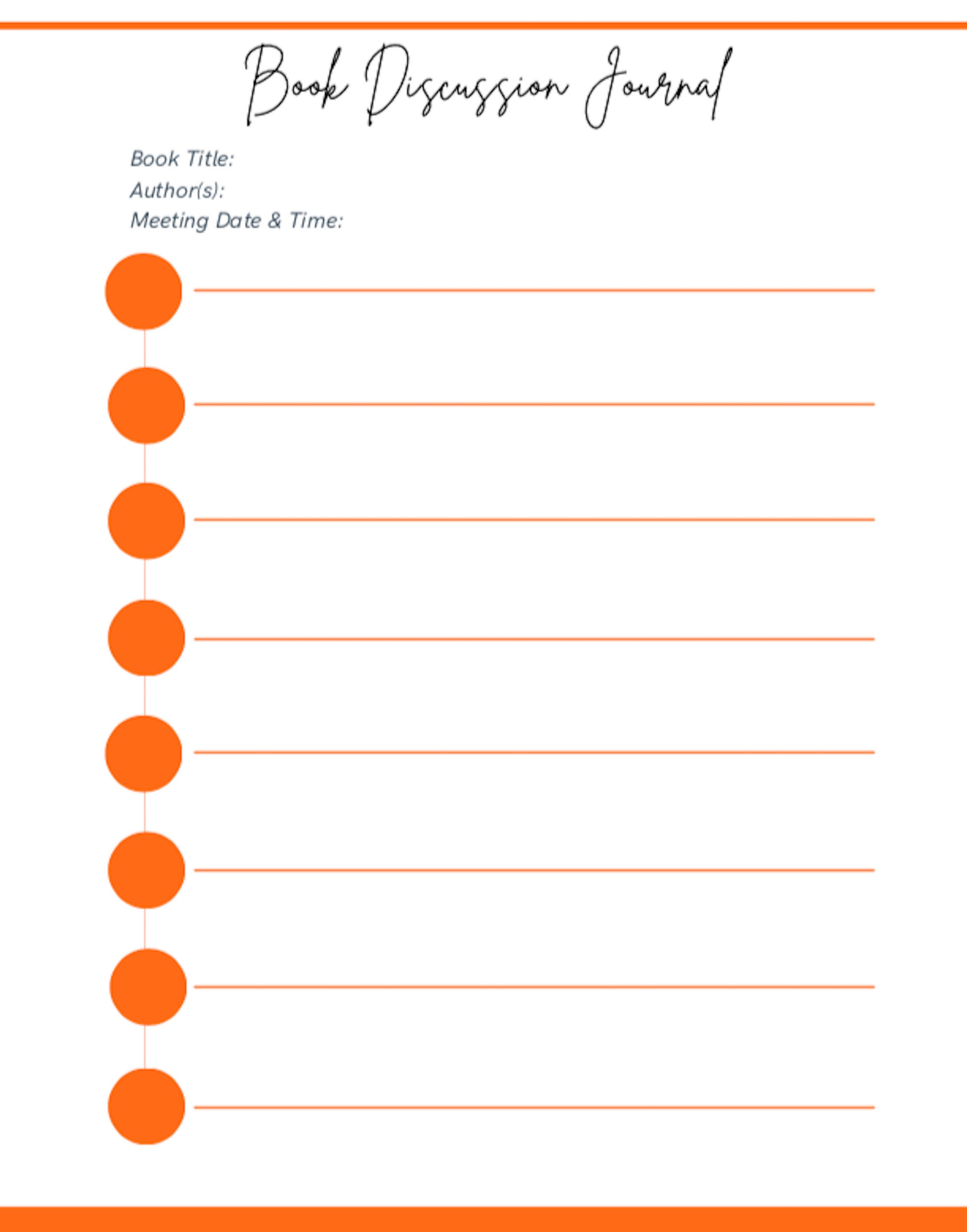 Book Club Discussion Journal Printable Fire Dots - Etsy