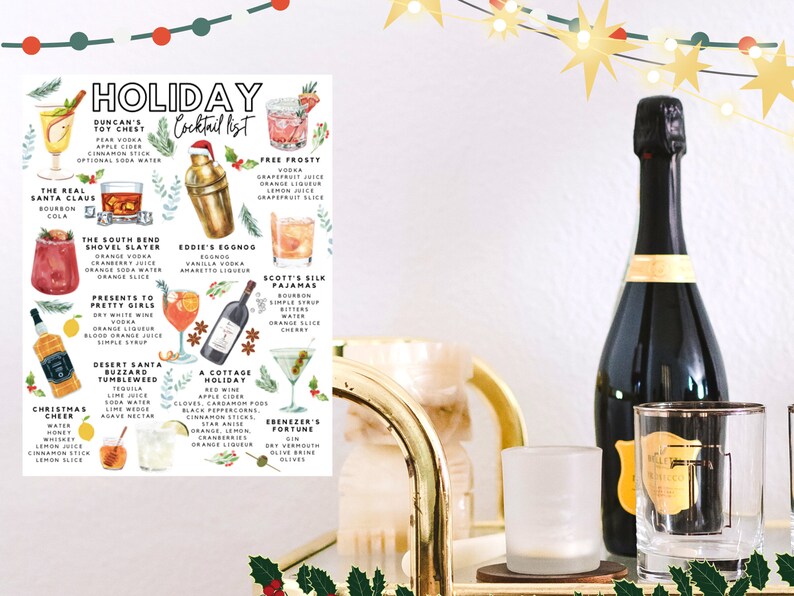 Printable Holiday Cocktail Recipes List (PDF Download) - Etsy
