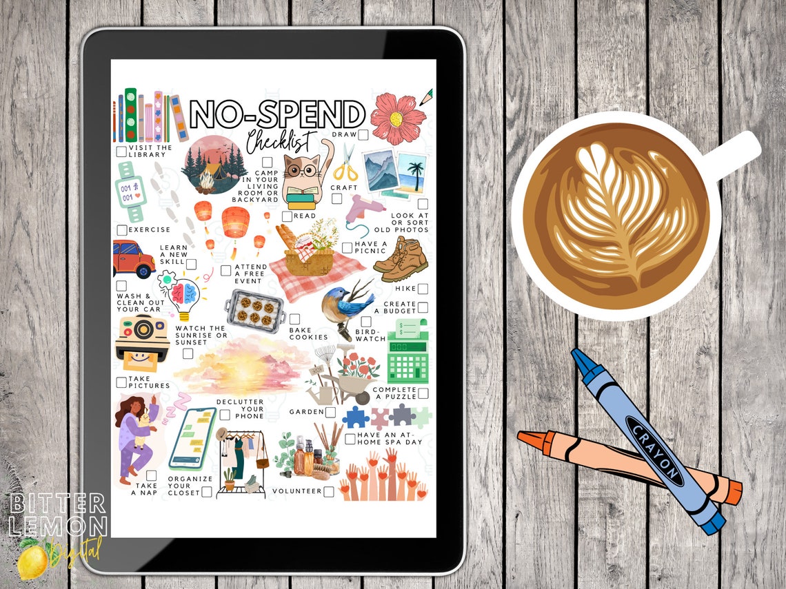 Printable No-spend Checklist | No-spend Challenge To-do List - Etsy