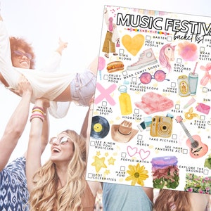 Printable Music Festival Bucket List | Music Festival Checklist - Etsy
