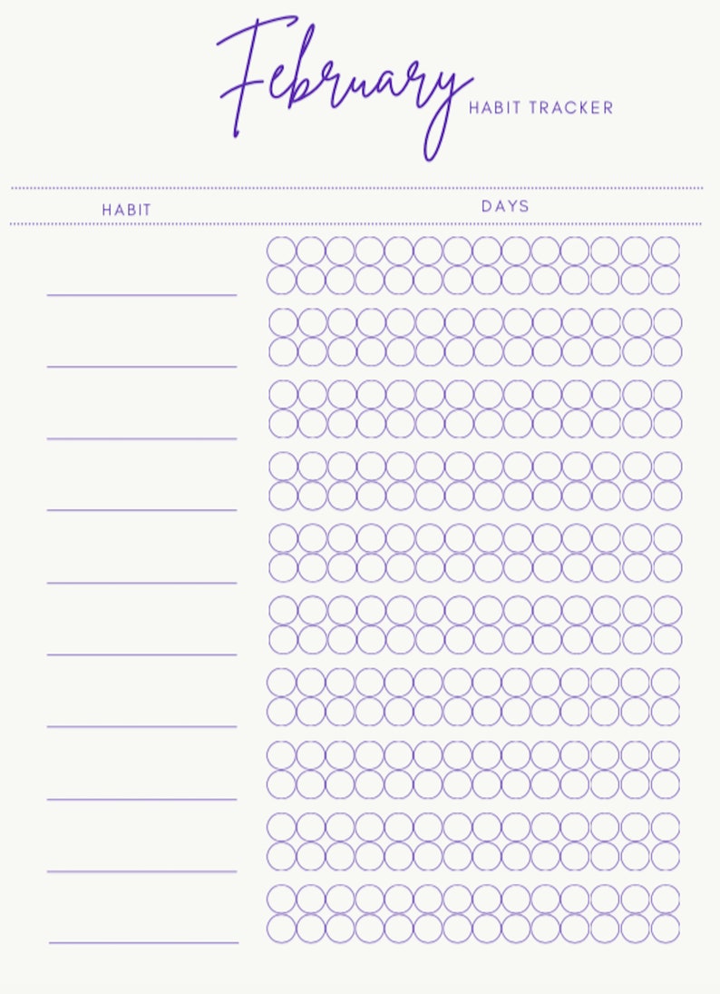 Printable Monthly Habit Tracker: Undated, Colorful Design (digital ...