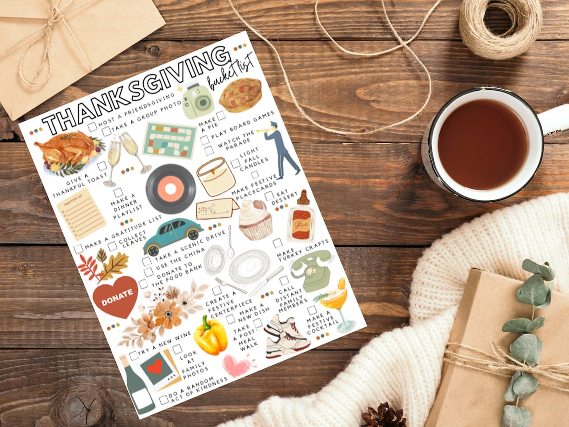 Printable Thanksgiving Bucket List Thanksgiving To-do List (Download ...
