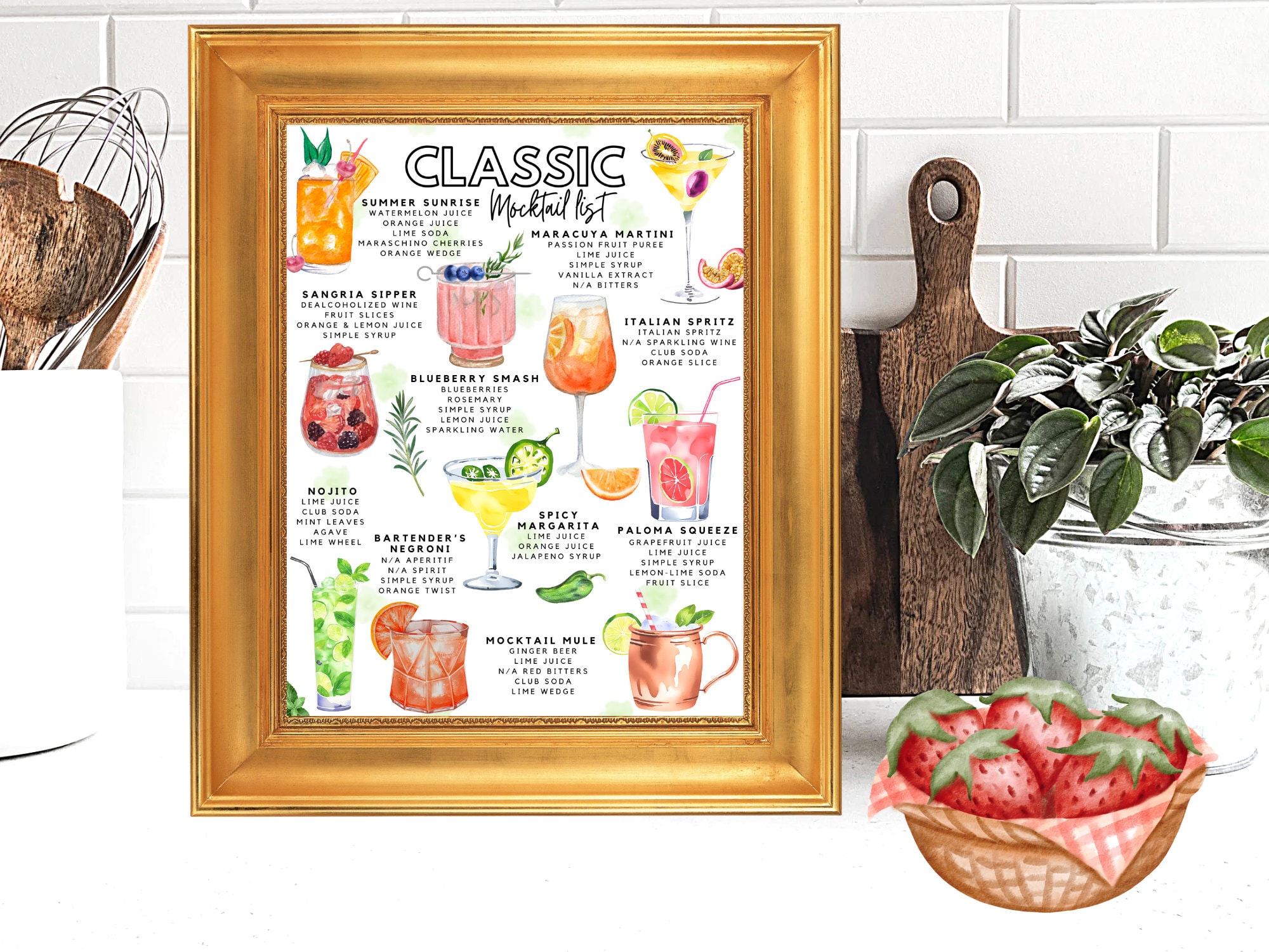 Printable Classic Mocktail List | Flavorful Non-alcoholic Drink Recipes ...