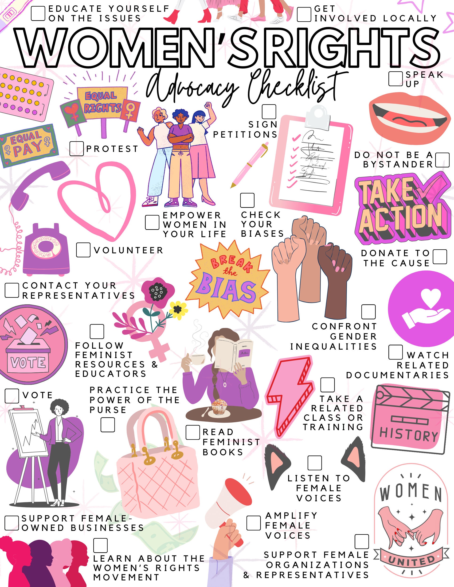 Printable Women's Rights Checklist Female Advocacy To-do List - Etsy