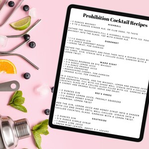 Printable Prohibition Cocktail List | 1920's Drink Recipes - Etsy