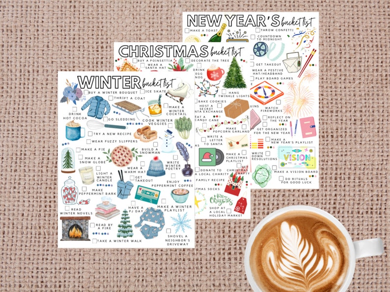 Printable Winter Bucket List Value Pack of 3 Winter Holiday - Etsy