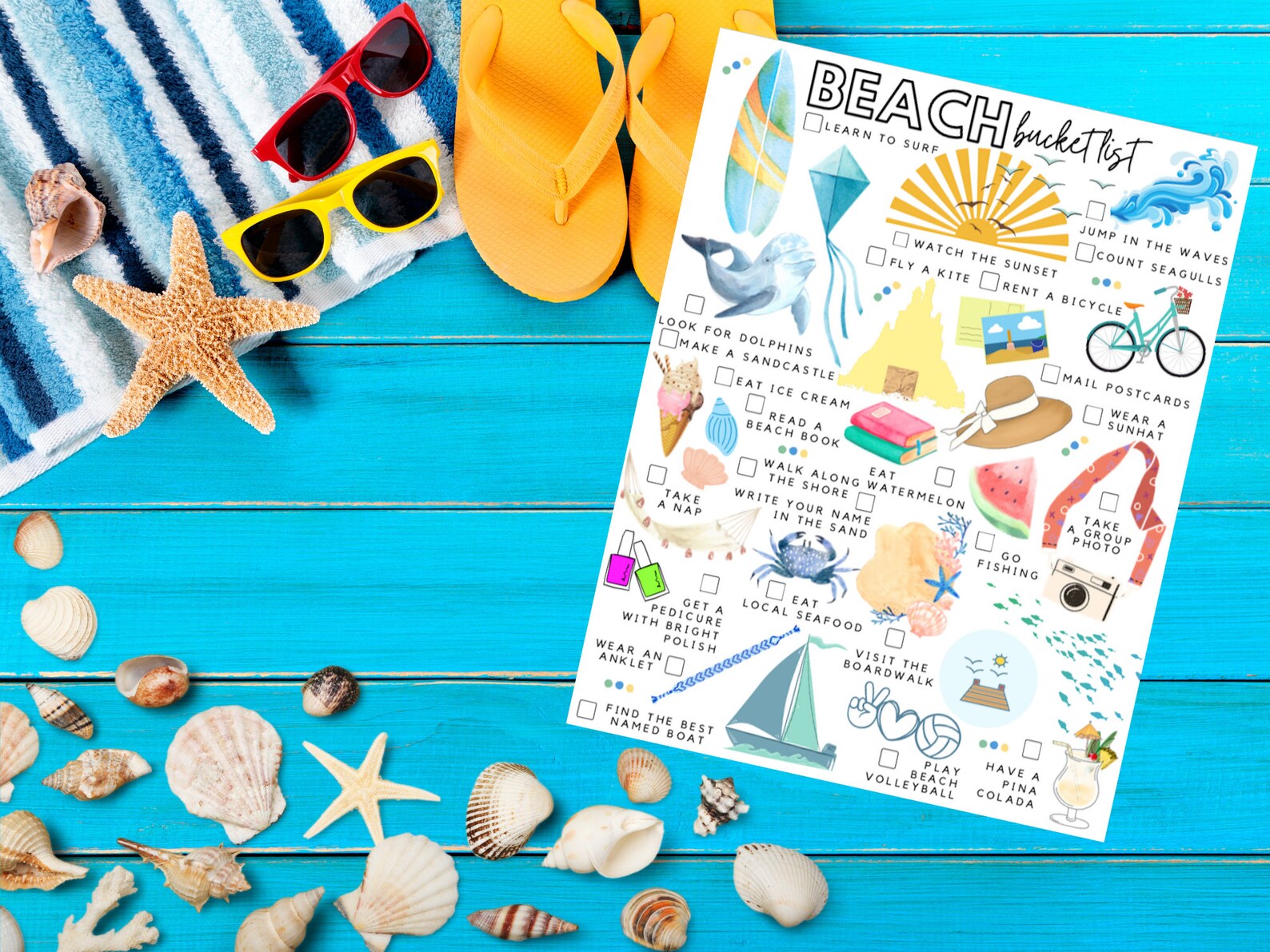 Printable Beach Bucket List Beach To-do List - Etsy