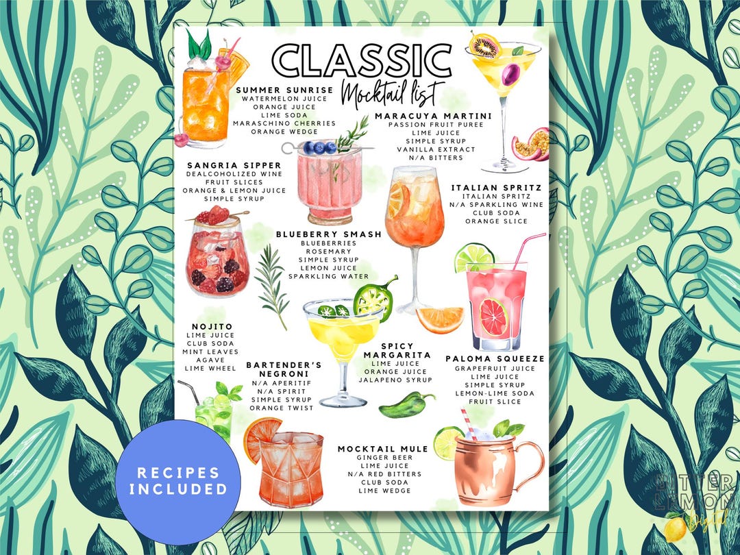 Classic Non Alcoholic Mocktail Recipes List | Alcohol-free Party Drinks ...