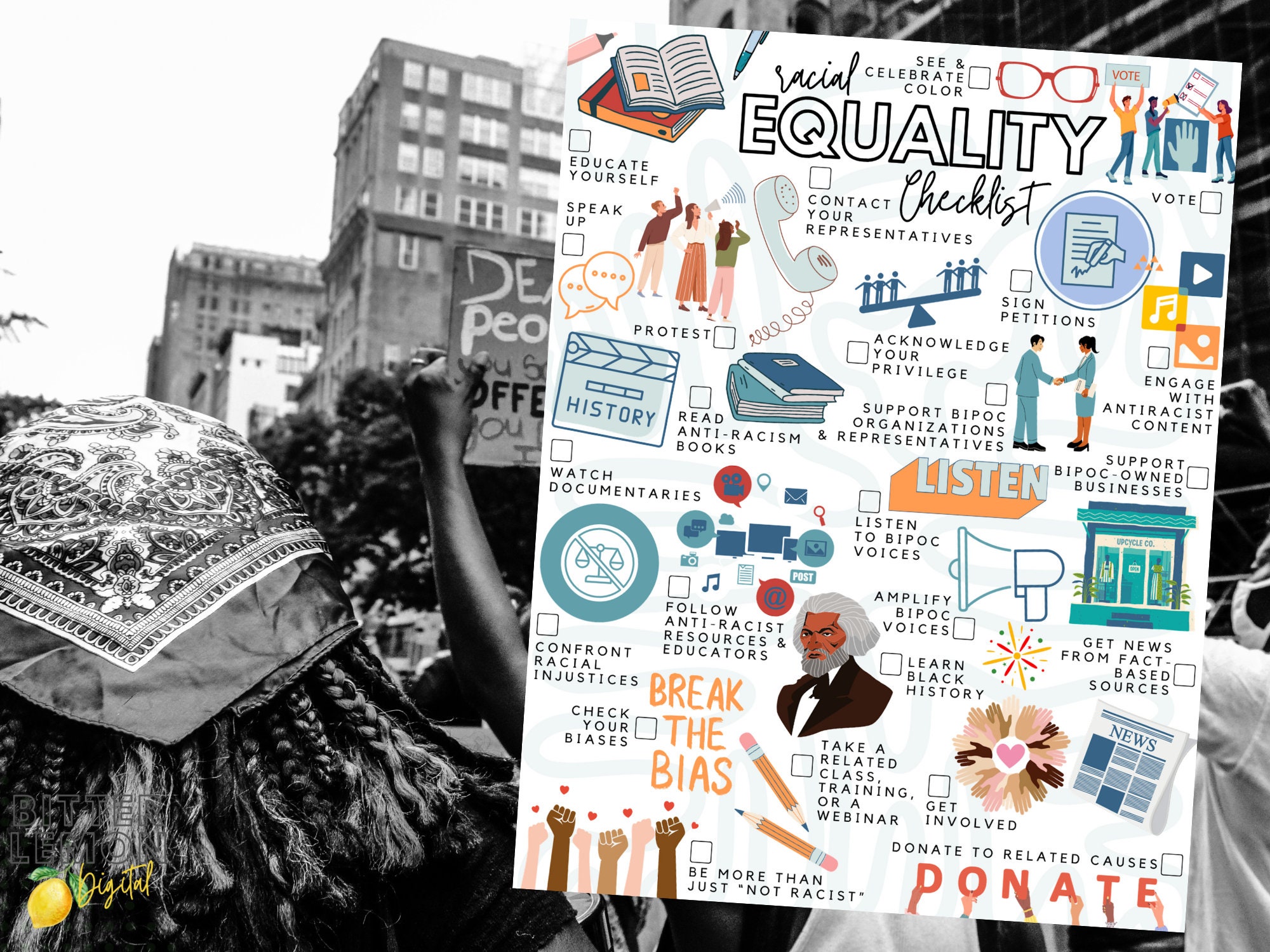 Printable Racial Equality Checklist Racial Justice To-do List - Etsy
