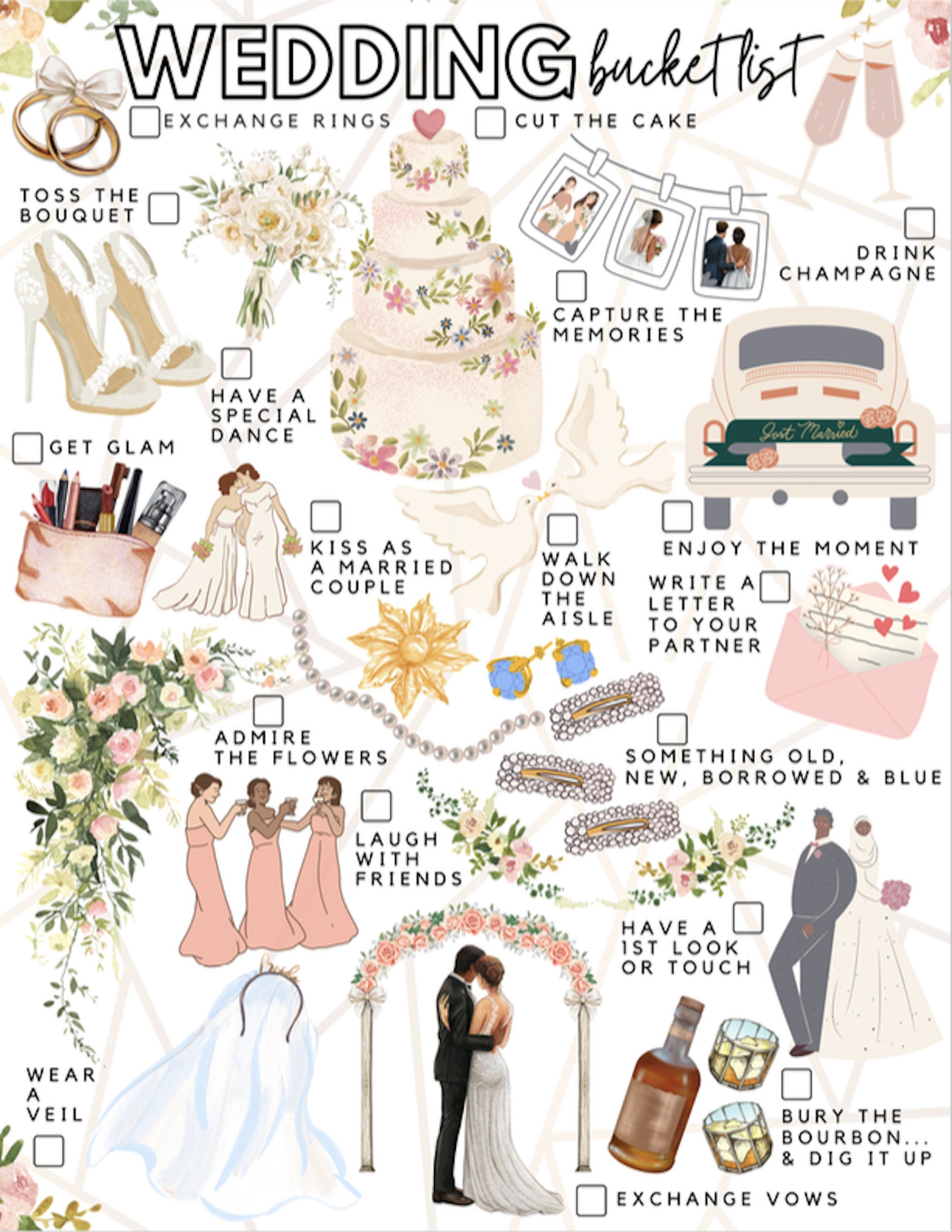 Printable Wedding Bucket List: Wedding Day To-do (PDF) - Etsy