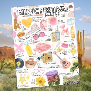 Printable Music Festival Bucket List | Music Festival Checklist - Etsy