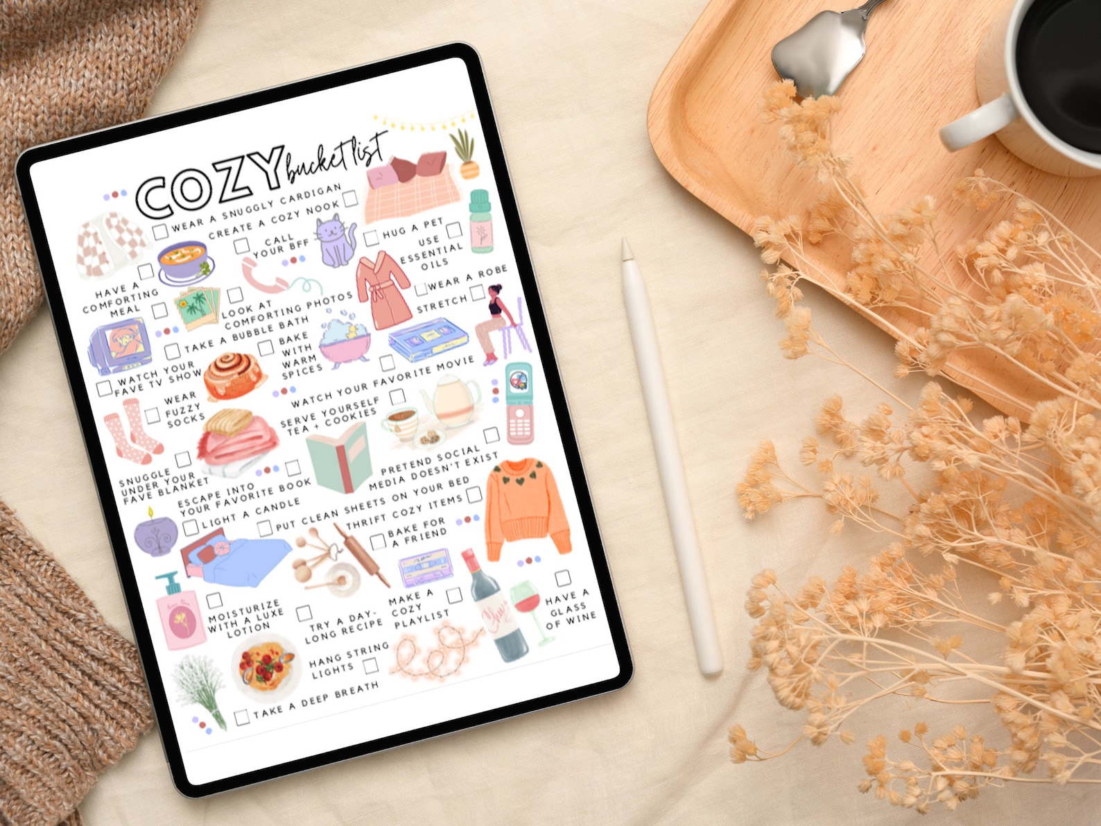 Printable Cozy Bucket List | Self-care To-do List - Etsy