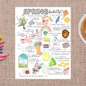 Printable Spring Bucket List | Spring To-do Checklist - Etsy