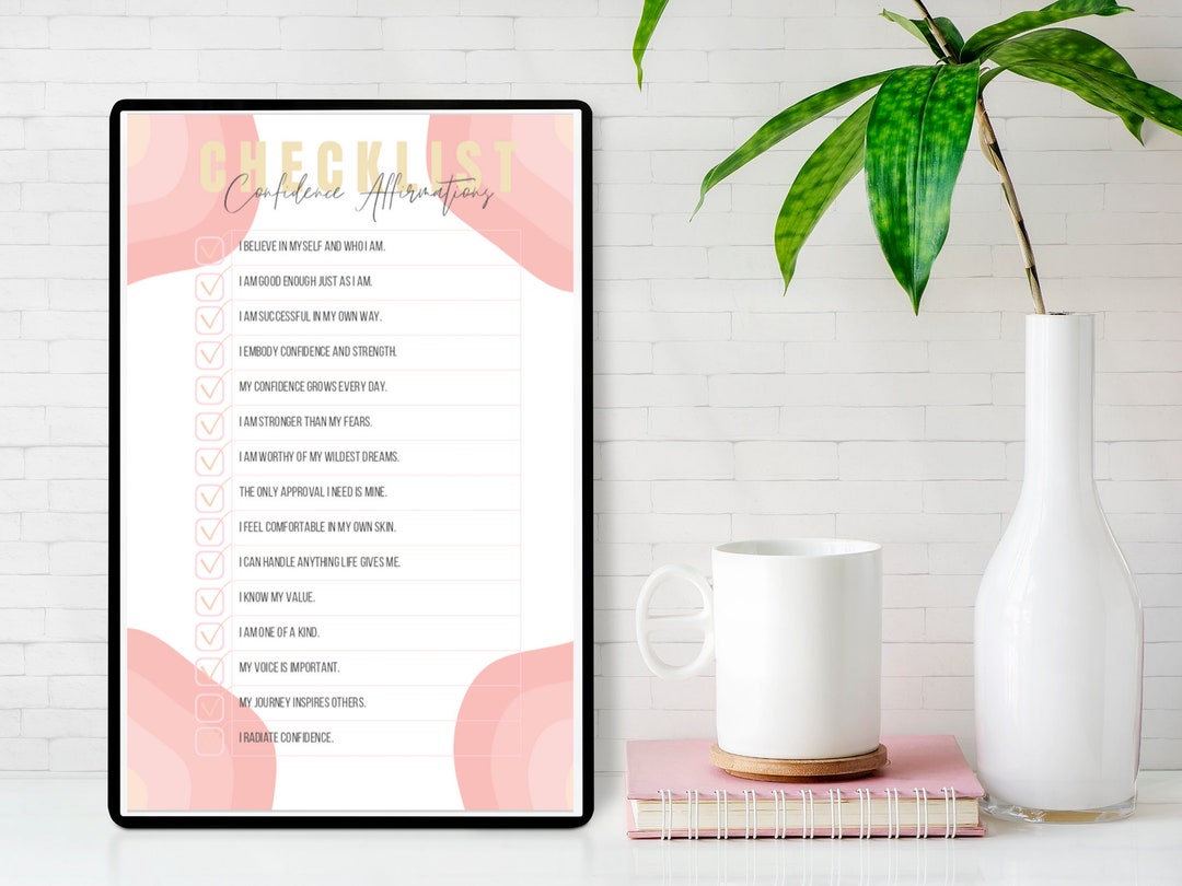 Printable Affirmations Checklist Journal Page | Confidence Affirmations ...
