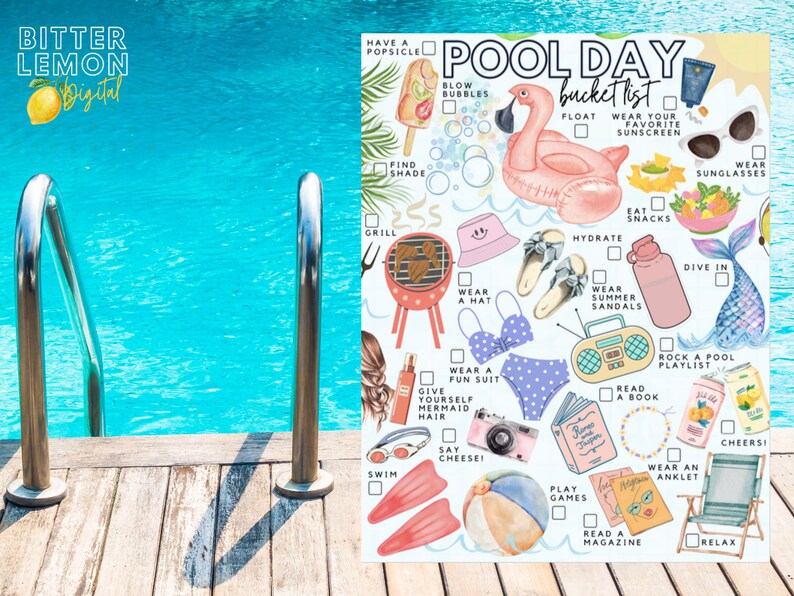 Printable Pool Day Bucket List Pool Day To-do List - Etsy