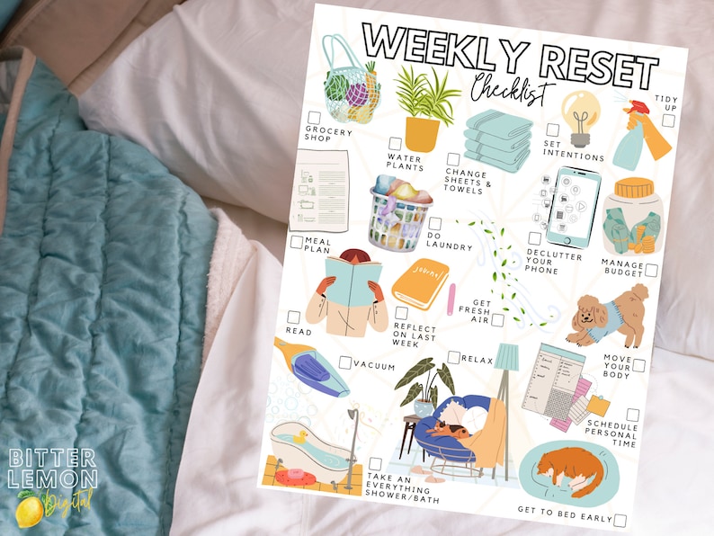 Printable Weekly Reset Checklist | Weekly Routine To-do List - Etsy