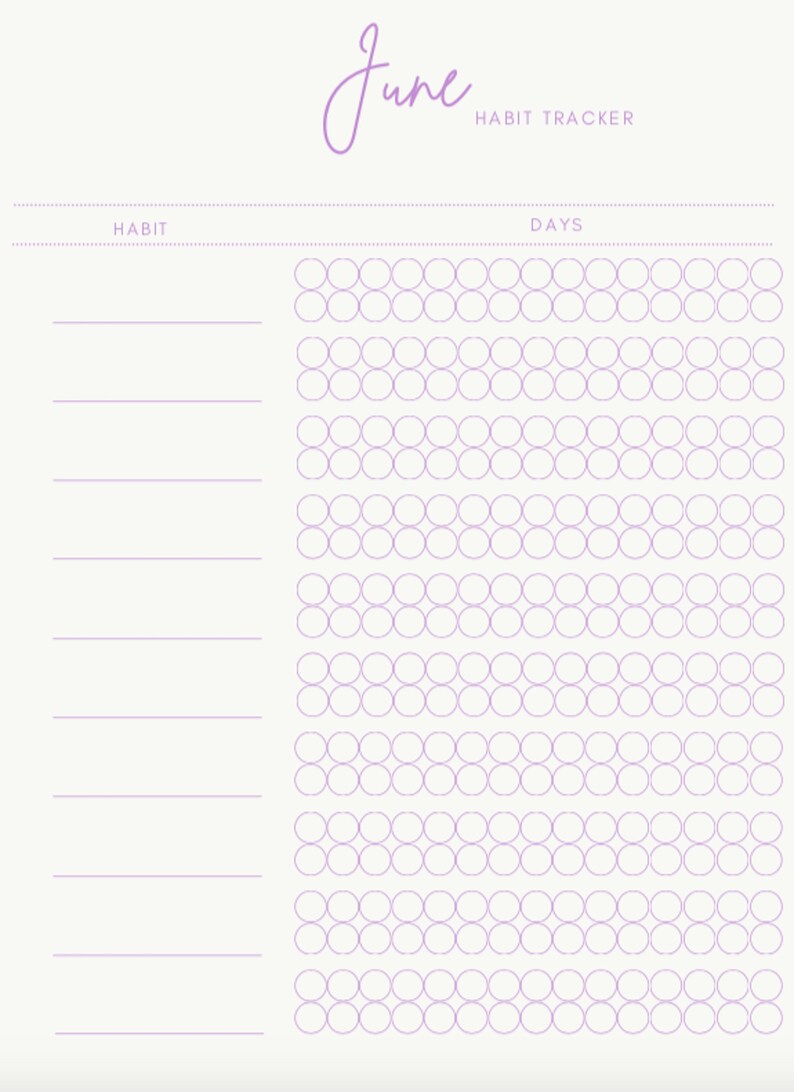 Printable Monthly Habit Tracker: Undated, Colorful Design (digital ...