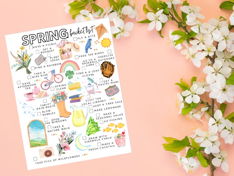 Printable Spring Bucket List Spring To-do List - Etsy
