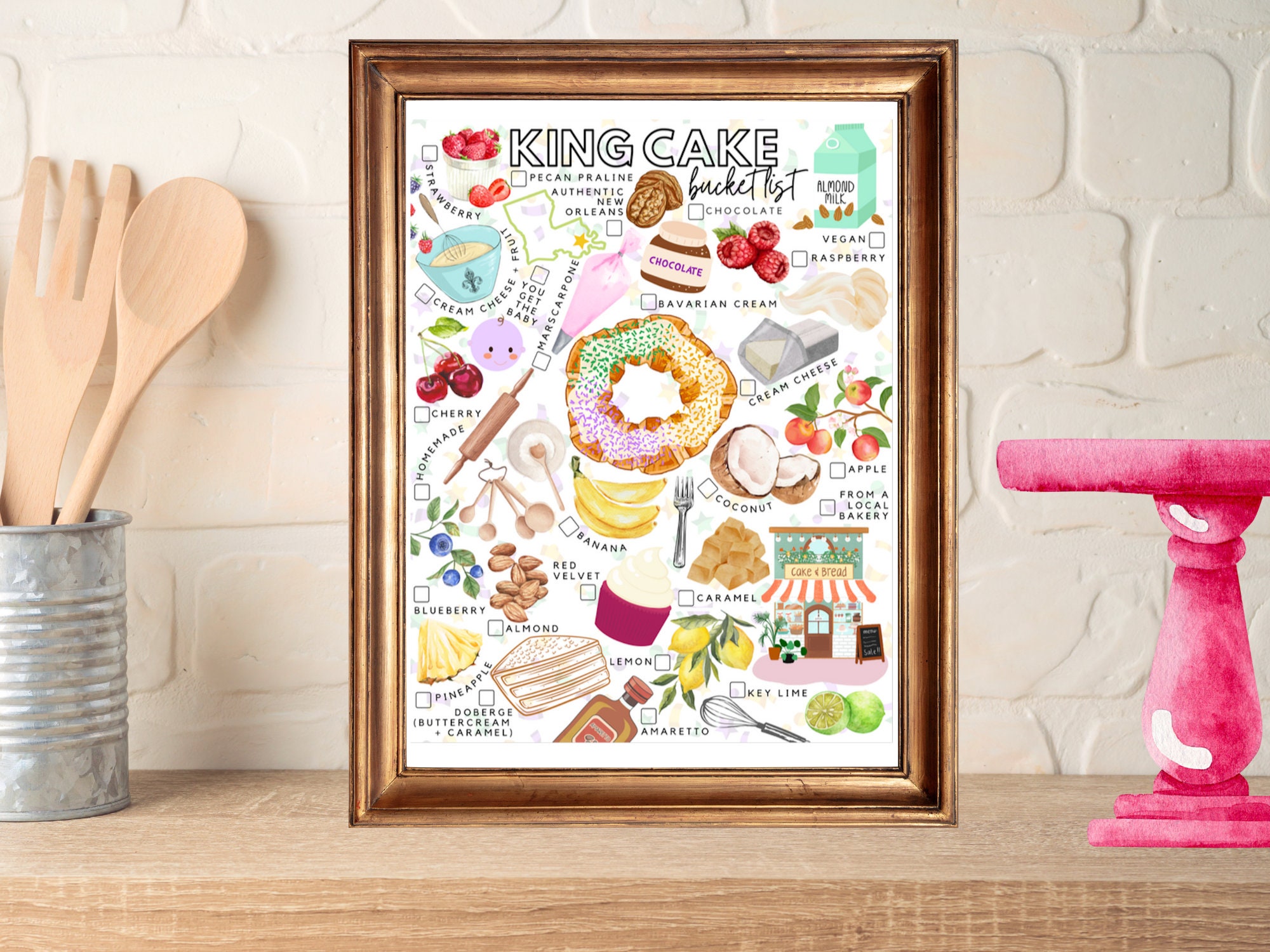 King Cake Bucket List Printable: Mardi Gras Foodie Checklist (PDF) - Etsy