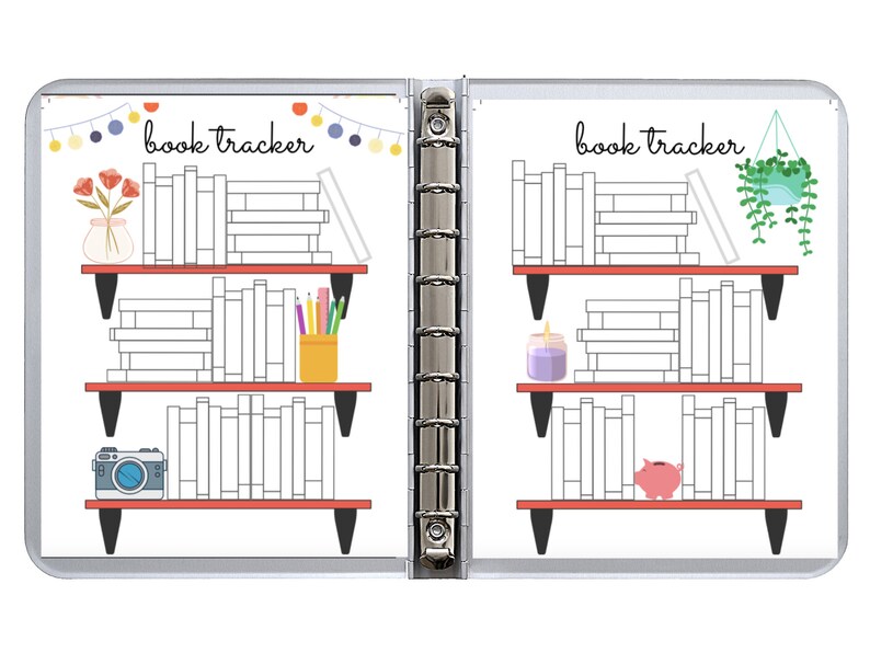 Book Tracker Journal Pages Bookshelf | Etsy