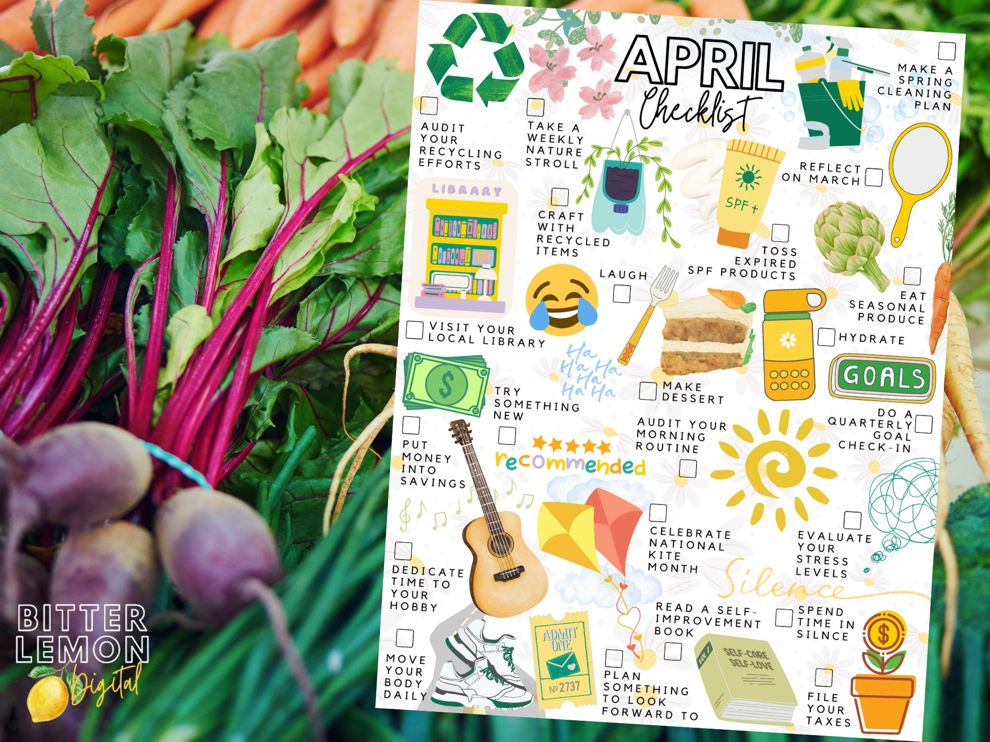 Printable April Checklist April Bucket List - Etsy