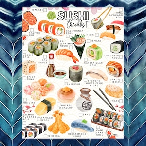 Printable Sushi Checklist | Japanese Cuisine To-eat List - Etsy